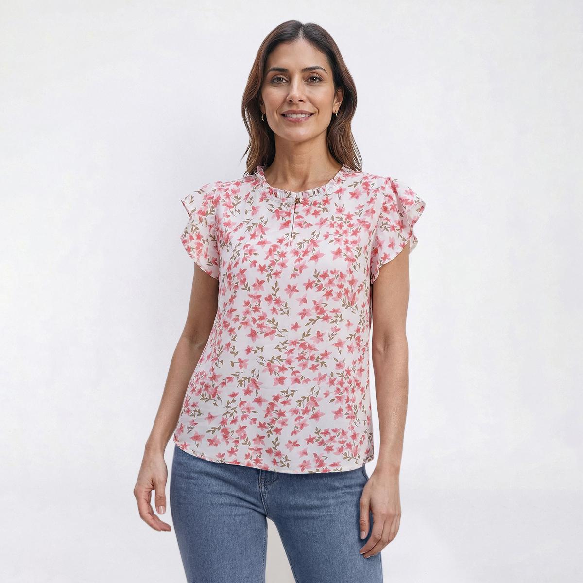 Click here for Petite Preswick & Moore(R) Flutter Sleeve Floral B... prices